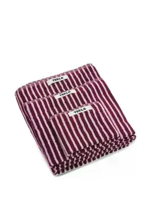 TEKLA Striped Cotton Towel - Red