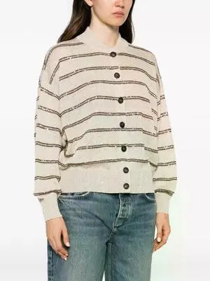 Brunello Cucinelli Sequin-embellished Striped Cardigan