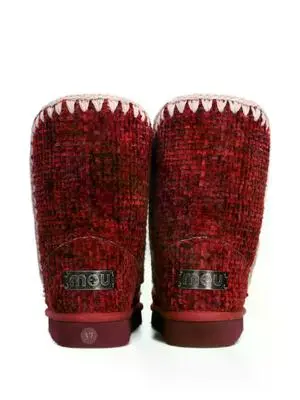Mou Crochet-trim Bouclé Ankle Boots