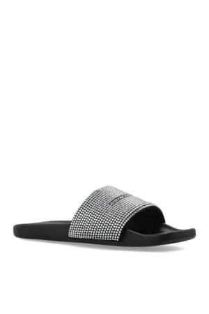 Alexander Wang Rubber Slide Sandals With Shiny Sequins