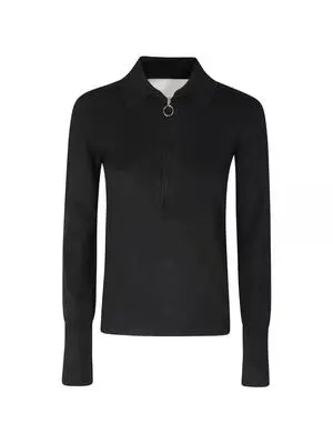 SEMICOUTURE Lalla Cut-out Quarter-zip Polo Shirt - Black