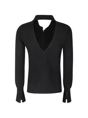 SEMICOUTURE Lalla Cut-out Quarter-zip Polo Shirt