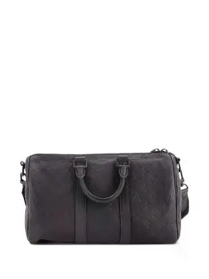LOUIS VUITTON Keepall Bandouliere Bag Monogram Taurillon Leather 35 Travel Bag - Black
