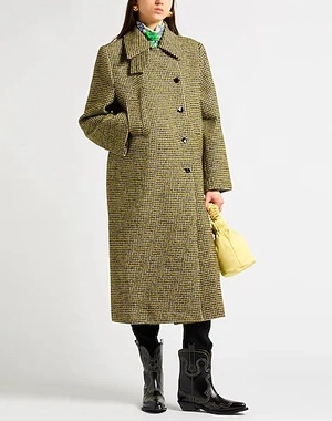 GANNI Plaid Double-breasted Coat
