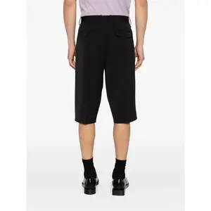 TONYWACK Pleated Raw-edge Slim-fit Shorts