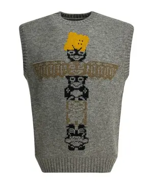 Kapital Peckish Totele Pole Sleeveless Knit Sweater - Gray