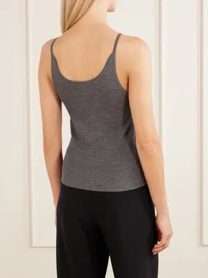 NILI LOTAN Lace-trimmed Ribbed Silk-jersey Tank