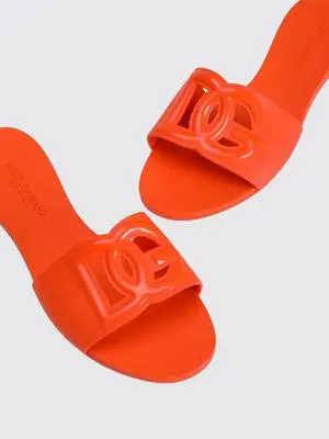 Dolce & Gabbana Engraved Logo Rubber Slide Sandals - Orange