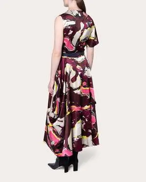 ROKSANDA Nomi Brushstroke Satin Draped Top