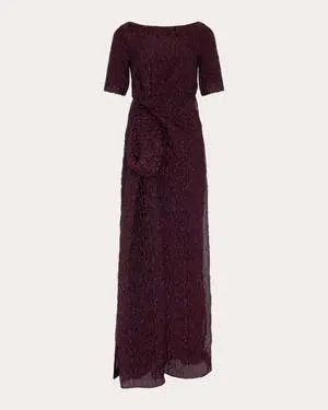 ROKSANDA Syla Cloqué Gathered Drape Maxi Dress - Red