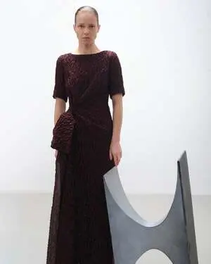 ROKSANDA Syla Cloqué Gathered Drape Maxi Dress