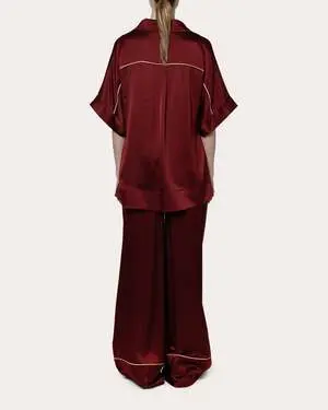 ROKSANDA Enira Satin Collared V-neck Top