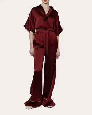 ROKSANDA Enira Satin Collared V-neck Top
