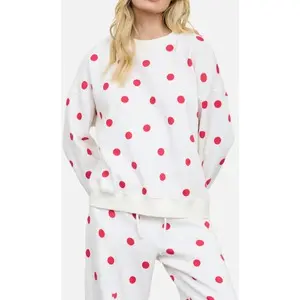 J.O.A. Polka Dot Sweatshirt & Joggers Lounge Set - Red
