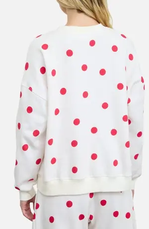 J.O.A. Polka Dot Sweatshirt & Joggers Lounge Set - Red