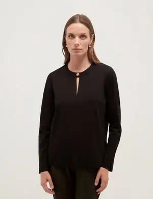 HOBBS LONDON Janey Ponte Long Sleeve Tunic Top - Black