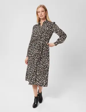 HOBBS LONDON Morgen Tie Waist Fit And Flare Dress - Black Multi