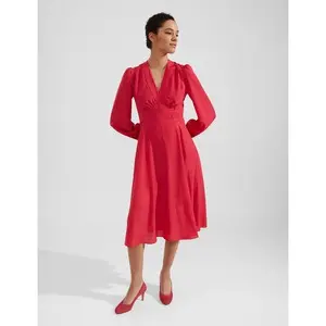 HOBBS LONDON Adrianna Pleated Detail Midi Dress - Rougepink