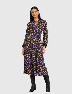 HOBBS LONDON Arbury Floral Print Midi Dress