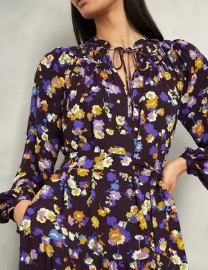 HOBBS LONDON Arbury Floral Print Midi Dress