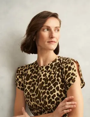 HOBBS LONDON Hampton Short Sleeve Printed Silk Dress