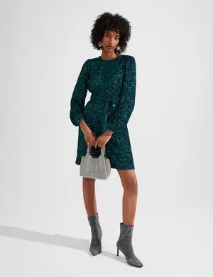 HOBBS LONDON Bette Long Sleeve Sequin Dress
