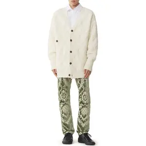 LANVIN Loose-fit Cardigan In Cable-knit Wool - Cloud