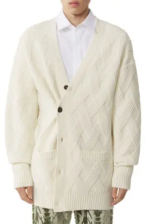 LANVIN Loose-fit Cardigan In Cable-knit Wool