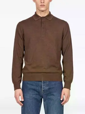 KANGRA Long-sleeve Polo Shirt - Brown