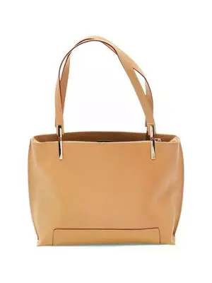 AIGNER Embossed Logo Leather Tote Bag - Neutrals