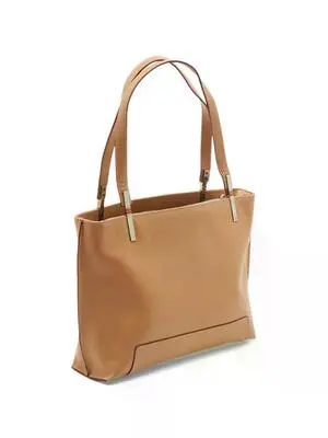 AIGNER Embossed Logo Leather Tote Bag