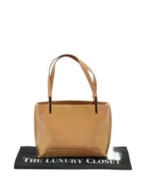 AIGNER Embossed Logo Leather Tote Bag