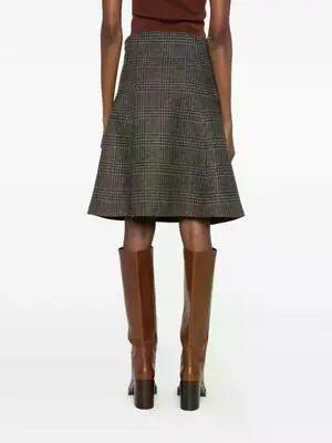NINA 14.7 Prince Of Wales-pattern A-line Midi Skirt