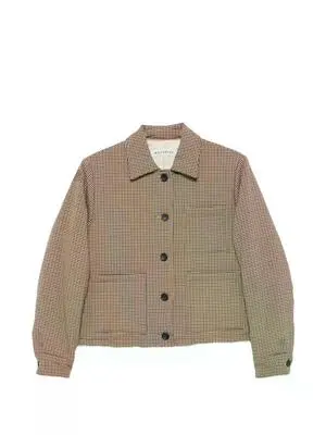 WHITE SAND Check-pattern Cropped Jacket