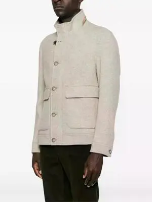 FAY Herringbone-pattern Hook-fastening Coat