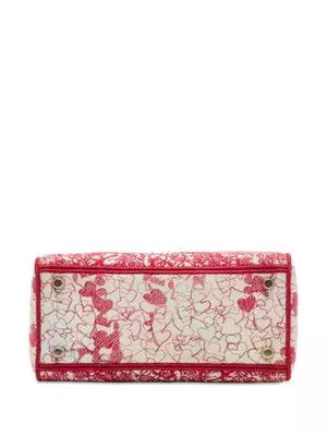 Dior 2021 Dioramour Medium Embroidered Canvas Royale Lady D Lite Satchel - Red