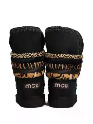 Mou Animal-print Blanket-stitch Boots