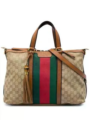 Gucci 2016-2026 Medium Gg Canvas Web Rania Top Handle Bag Satchel - Neutrals