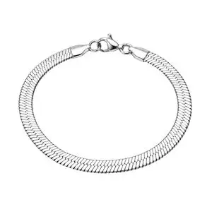 OUTRAGE LONDON Flat Herringbone Bracelet - Silver