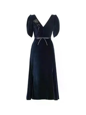 Erdem Embellished Velvet Midi Dress