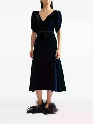 Erdem Embellished Velvet Midi Dress