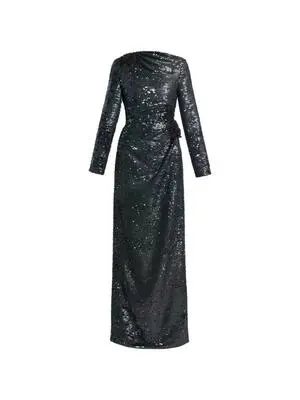 Erdem Sequin-embellished Corsage-detail Gown - Green