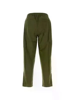 BAZISZT Floral-embroidered Drawstring-waist Trousers - Green