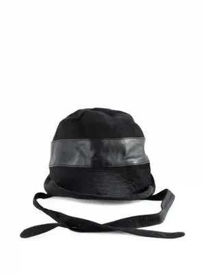 ZIGGY CHEN Hybrid Leather-trim Bucket Hat - Black