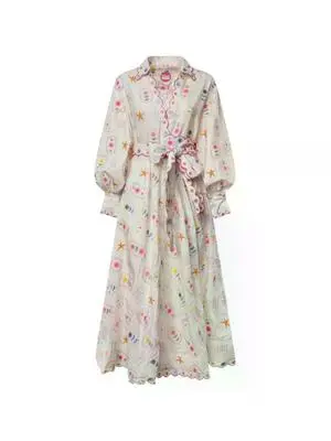 Celiab Apus Embroidered Scalloped-trim Maxi Dress