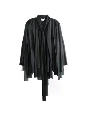 Comme Des Garçons Pleated Tulle Draped-effect Tunic