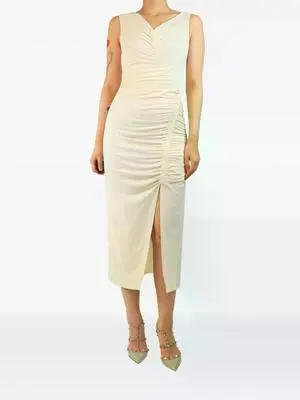 SELF-PORTRAIT Ruched Sleeveless Midi Dress