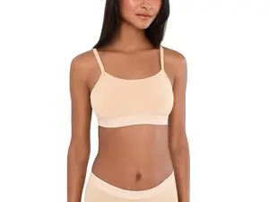 Lacoste Stretch Cotton Logo Band Bralette Bra - Biscuit
