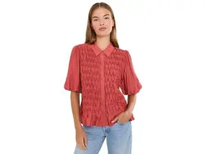 Vince Camuto Button Front Bubble Sleeve Top Clothing - Fireside