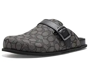 COACH Buckle Clog In Signature Jacquard Shoes - Graphite/black